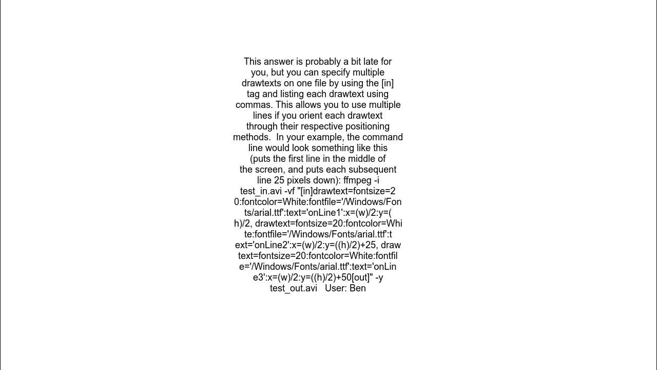 Ffmpeg Drawtext Over Multiple Lines Youtube