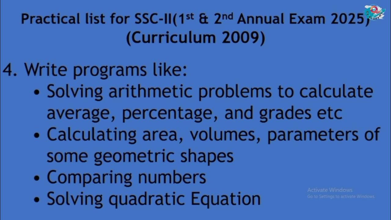 SSC-II PBA Model paper 2025 1st Annual Exam| List of practical of C & HTML | - YouTube