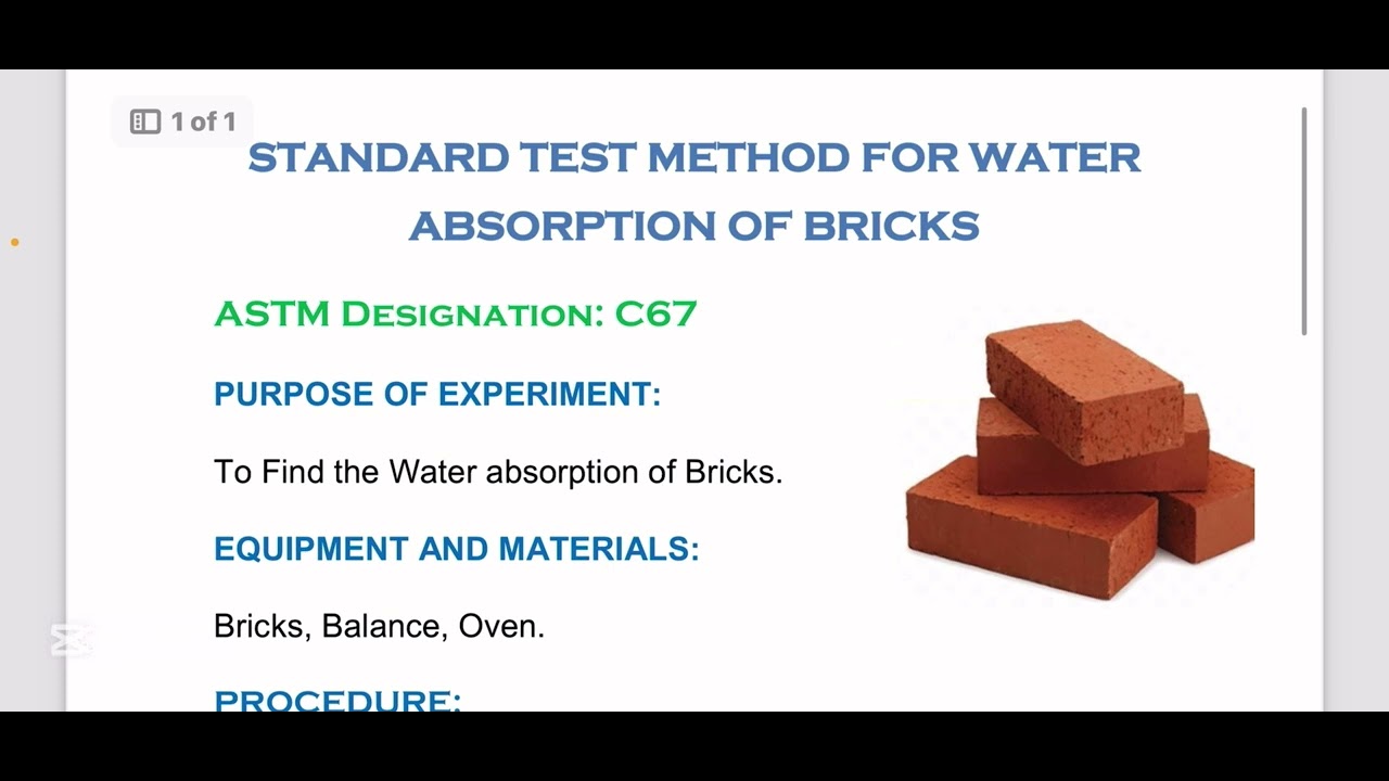Water Absorption Test on Brick | ASTM C67 - YouTube
