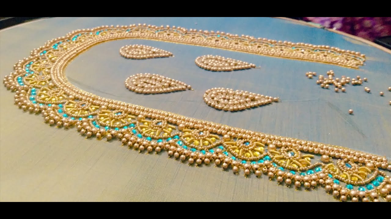thilagam shape aari work blouse designs: thilagam stone #aariwork - YouTube