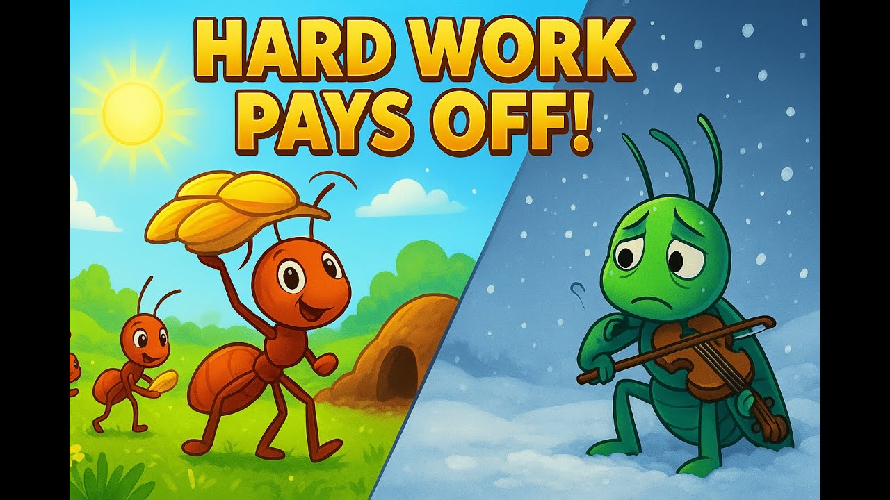 🐜 The Ant and the Grasshopper | Moral Story for Kids | Hard Work Pays ...