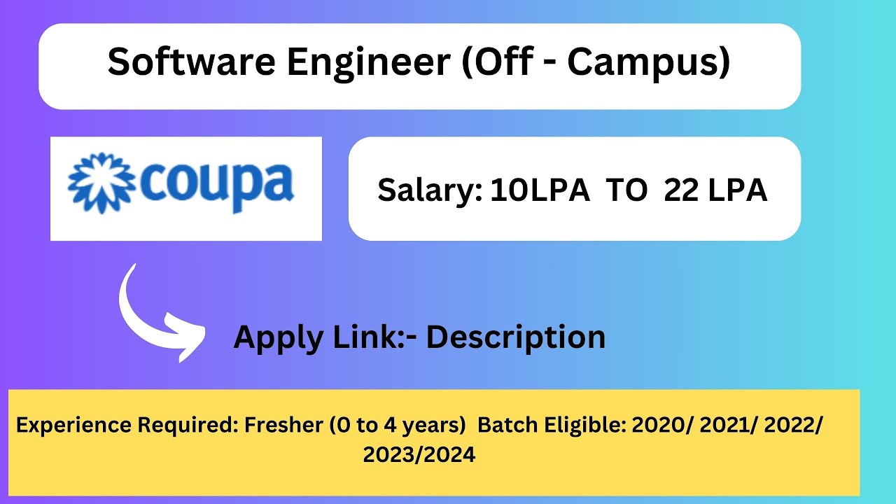 Freshers Job | Coupa (Software Engineer Off - Campus ) Hiring | 2020/ 2021/ 2022/ 2023/ 2024 ...
