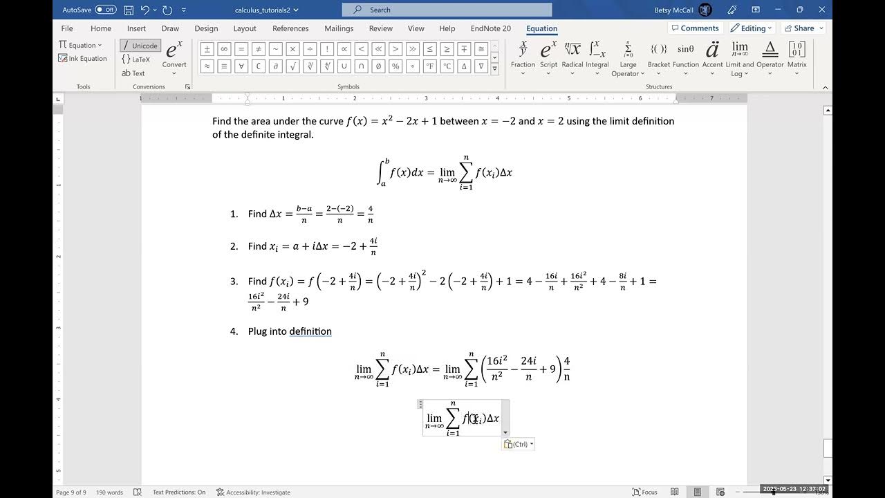 Finding Area under a Curve using the Limit Definition - YouTube