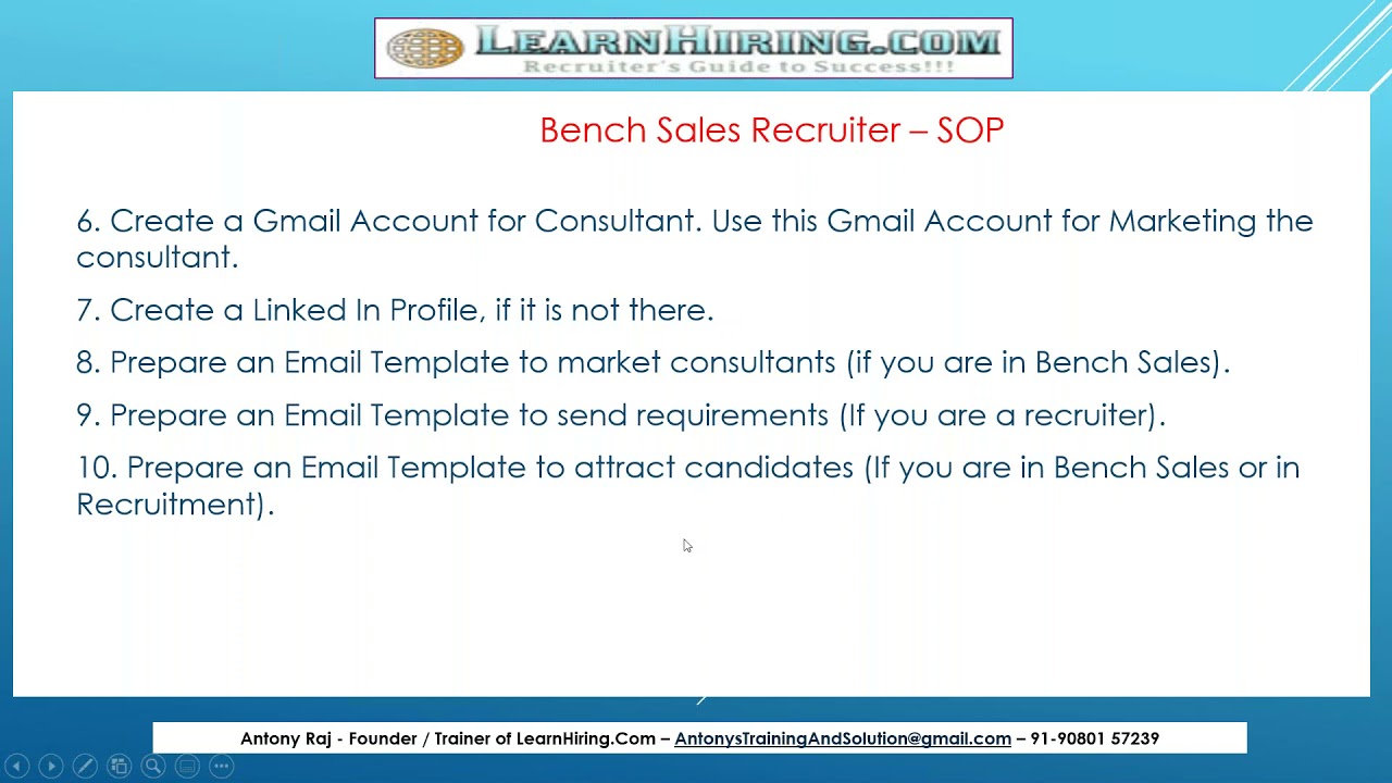 04 Bench Sales End to End Process SOP - YouTube