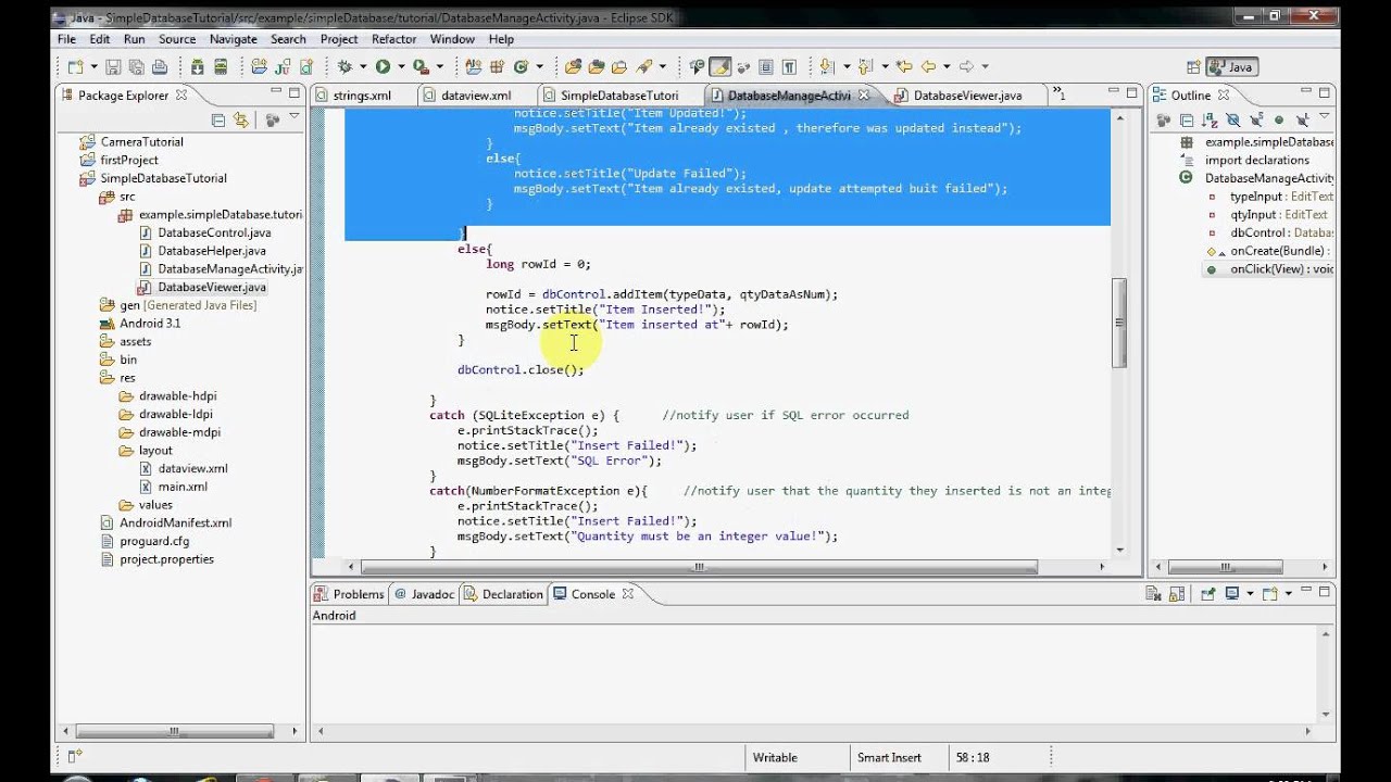 Database Part 2: Interfacing with the SQLiteDatabase - YouTube
