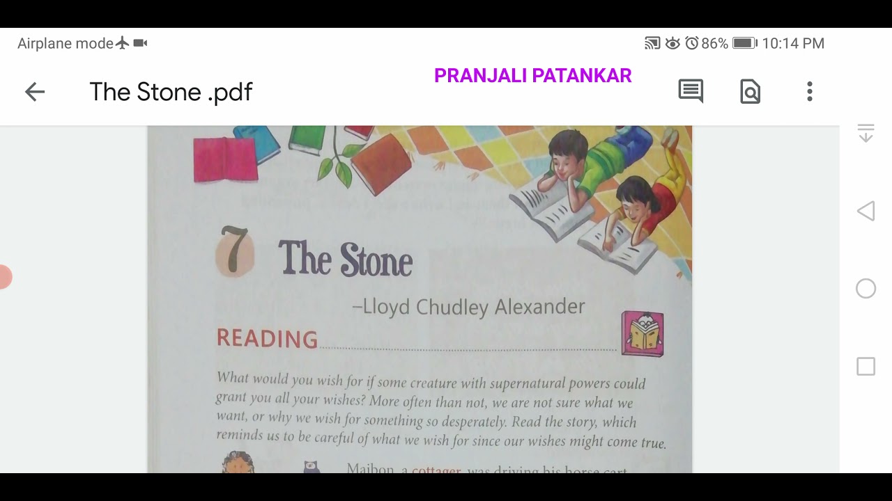 Class 6 LR Chapter 7 The Stone Part I - YouTube