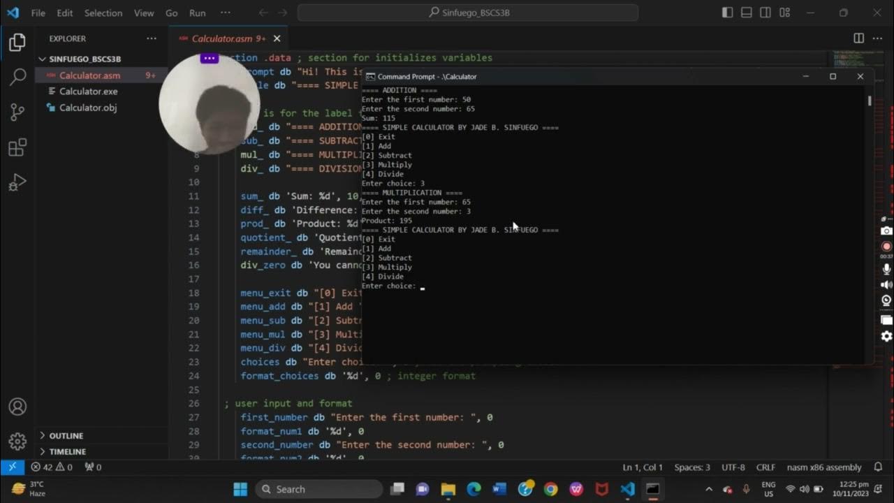 Calculator using Assembly Language - YouTube