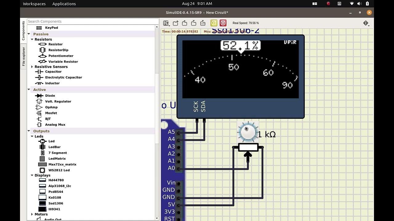 Knop OLED SSD1306 Arduino Using SimulIDE and u8g2 Library - YouTube