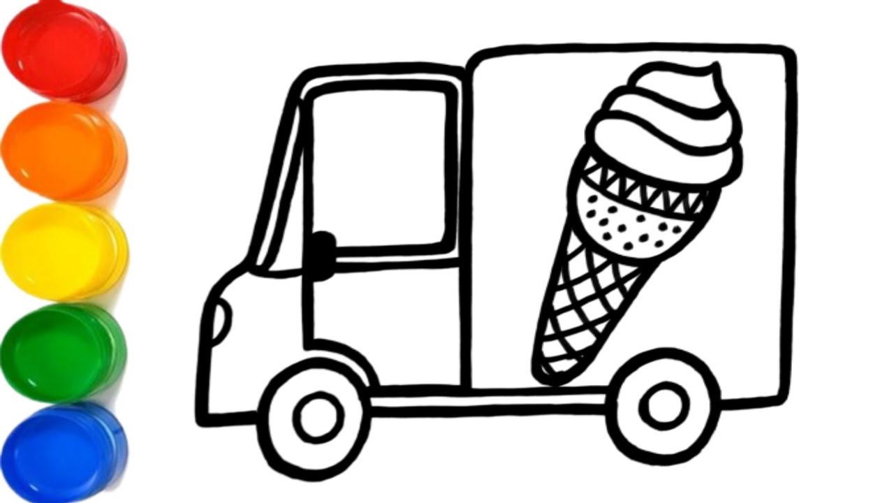 Ice cream Truck Drawing, Painting, Coloring for kids and toddlers | How ...