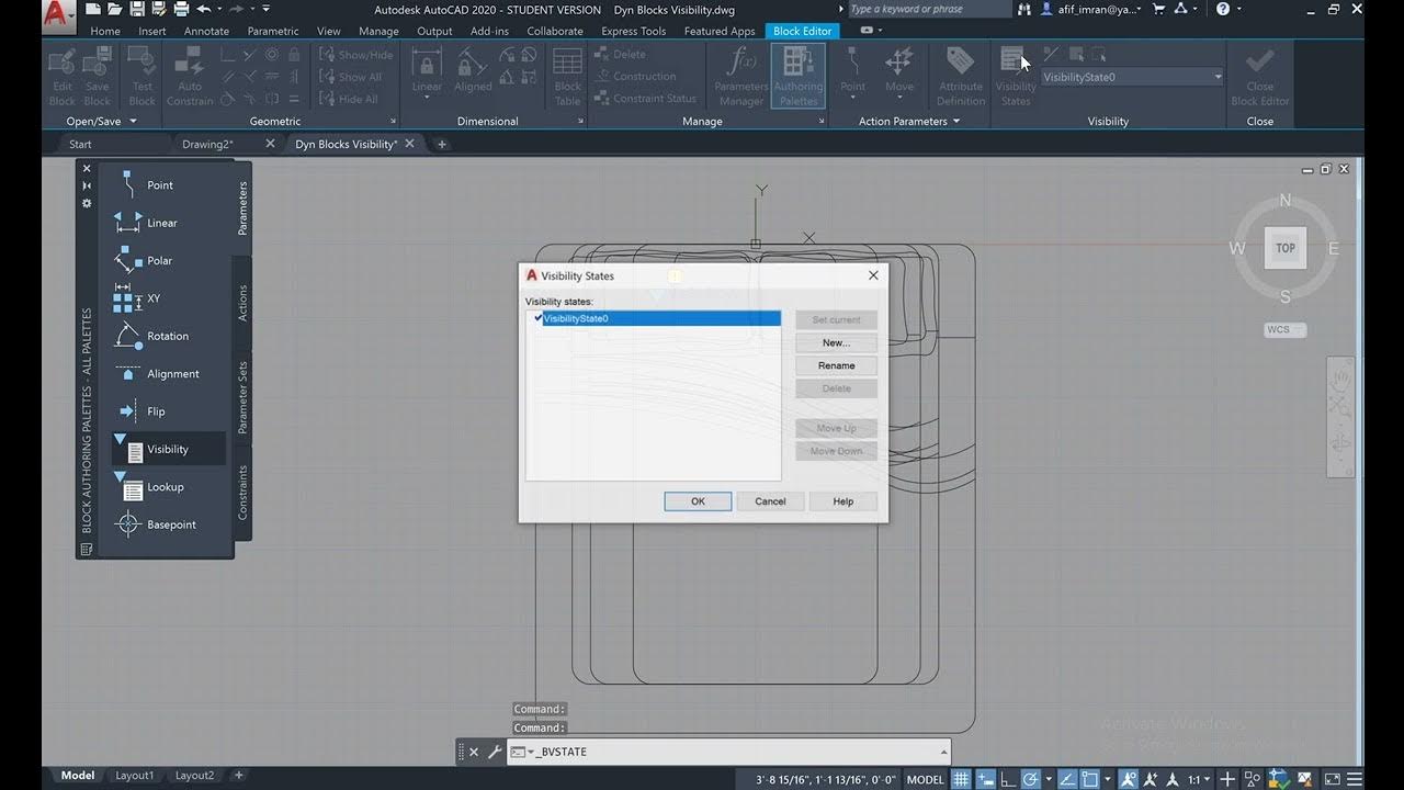 54- Dynamic blocks visibility parameter/ أوتوكاد ٢٠٢٠ - YouTube