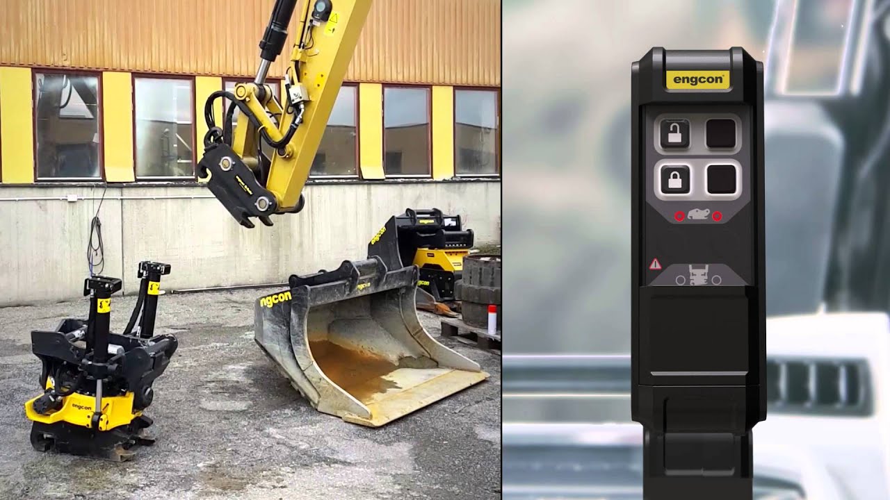 engcon QSC - Standardized quick hitch operation improves safety - YouTube