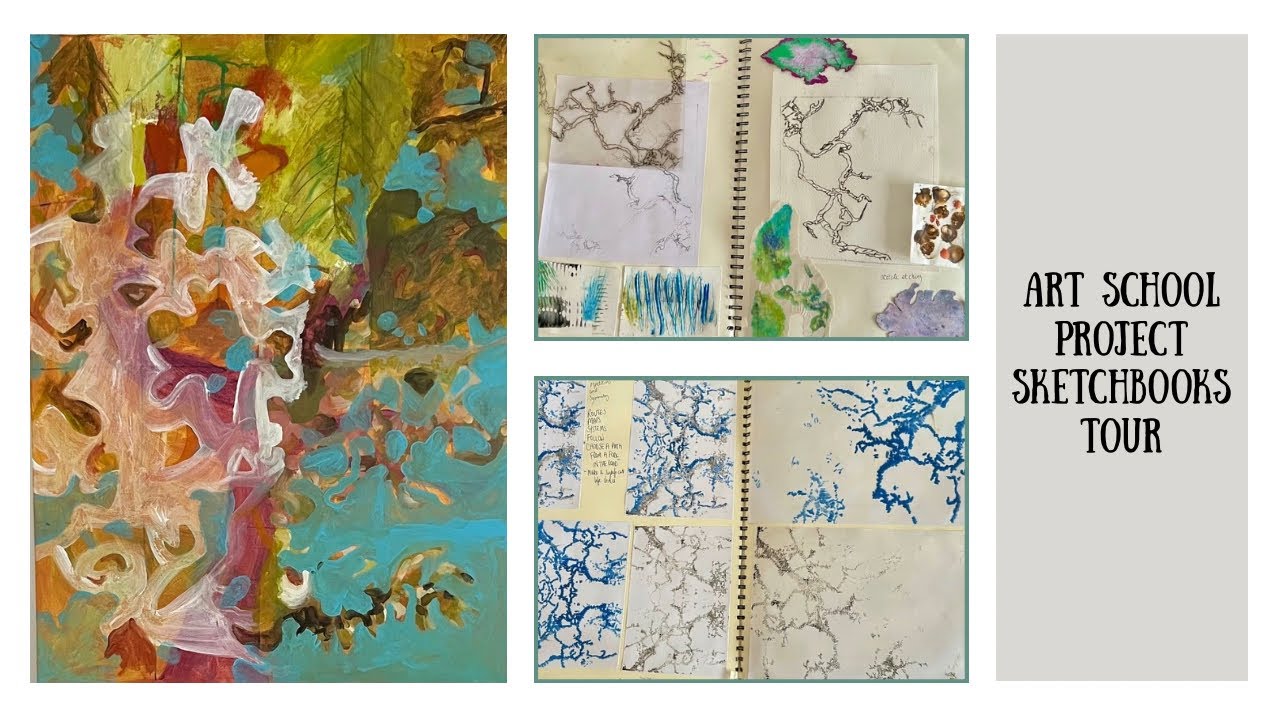 Sketchbook tour: art school project, abstract mixed media - YouTube