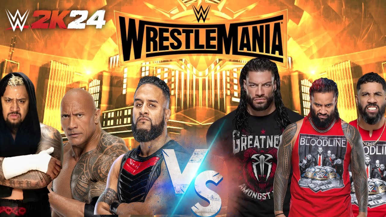 WWE 2K24 The Old Bloodline VS The New Bloodline at Wrestlemania - YouTube