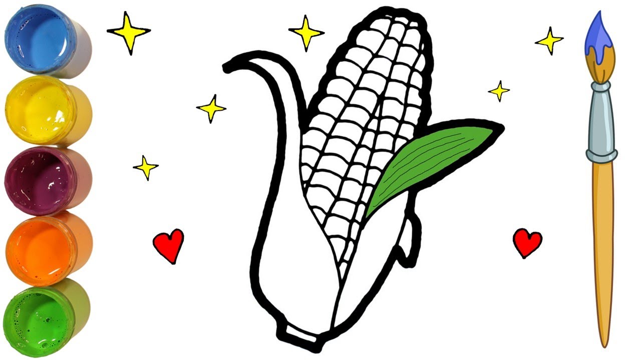 How To Draw Corn | Drawing and Coloring for Kids & Toddlers | Draw Step ...