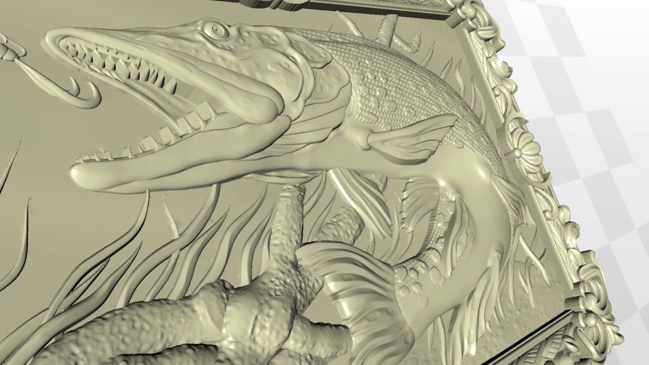 Bas-Relief With A Pike And A Fish Hook 3D STL Model - YouTube