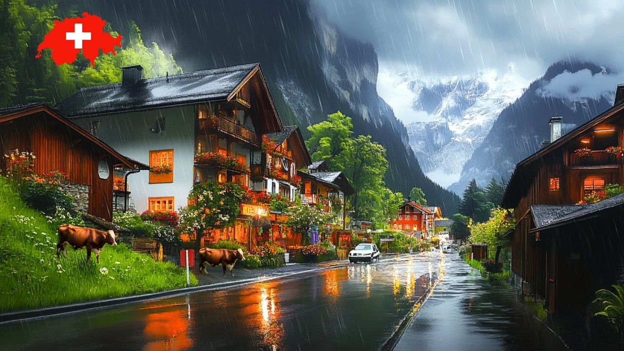 🌧️ Walking in the Rain SWITZERLAND. Most Beautiful places Must-Visit ...