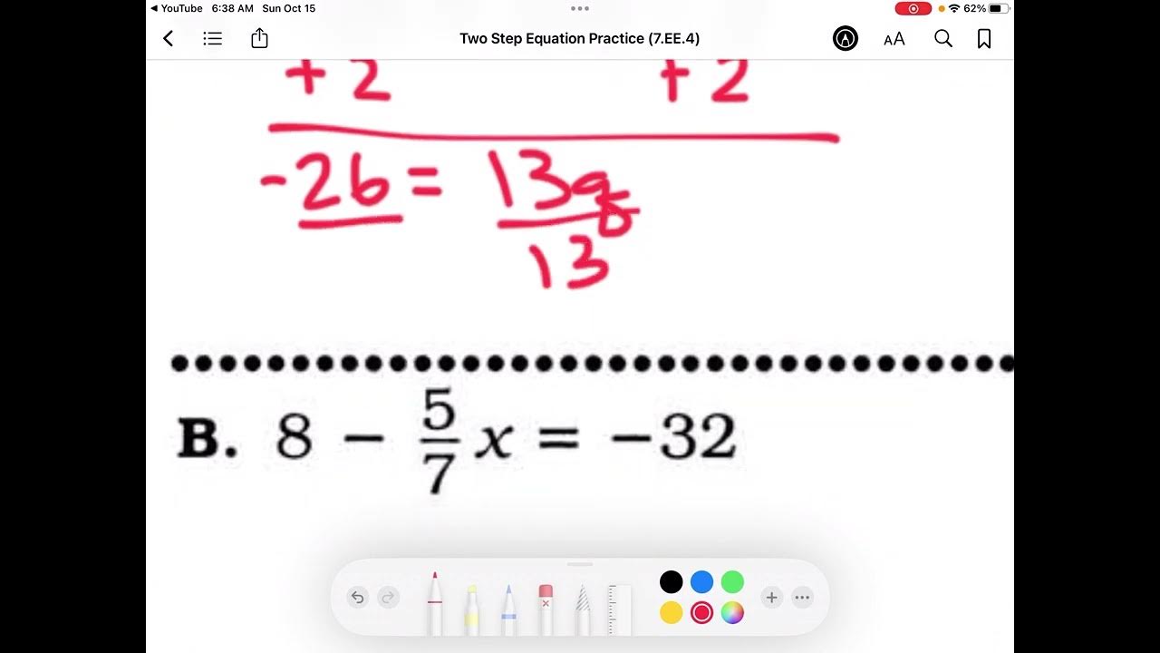 Two Step Equation Practice (7.EE.4) - YouTube