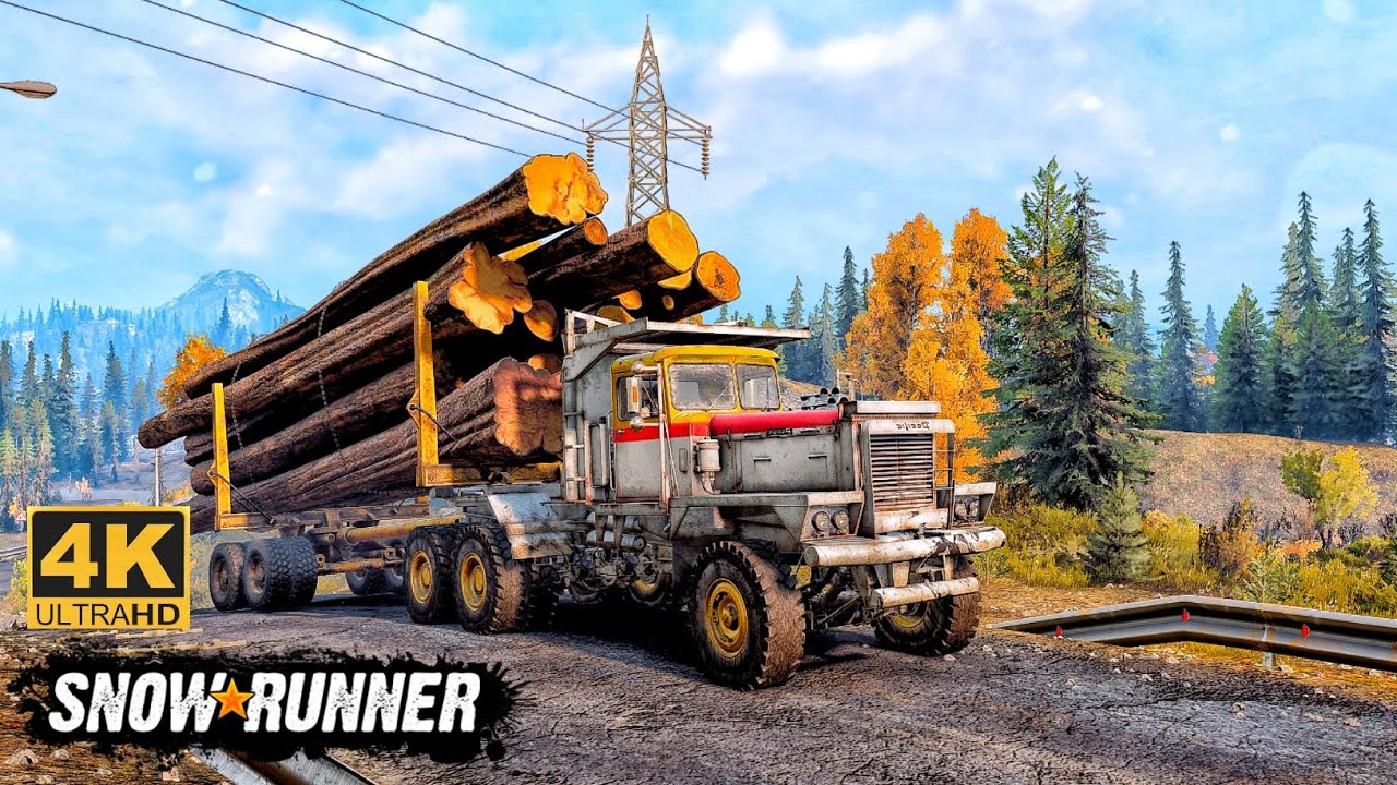 Pacific Offroad Truck Towing a Logs on Mudding Road In SnowRunner ...