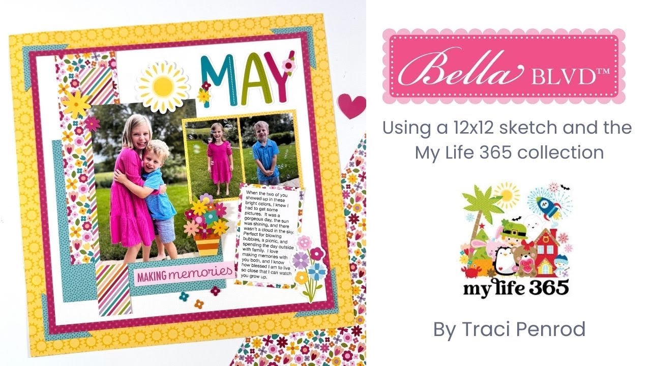 12x12 May Scrapbook Page Tutorial | Traci Penrod - YouTube