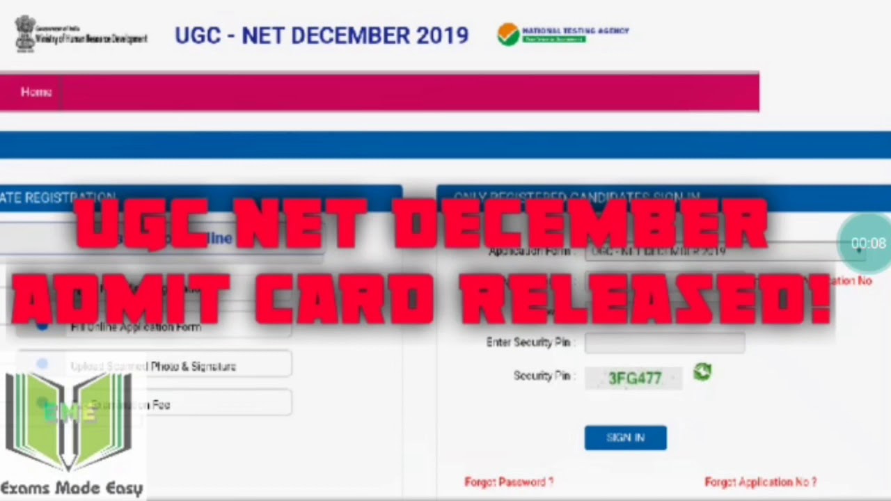 UGC NET 2019 December Admit Card released || Exams Made Easy© - YouTube