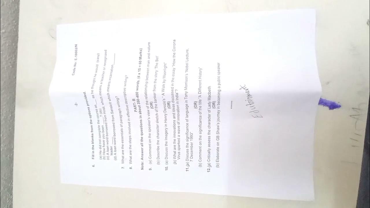 B.com 2nd semester June/July 2023 English question paper osmania ...