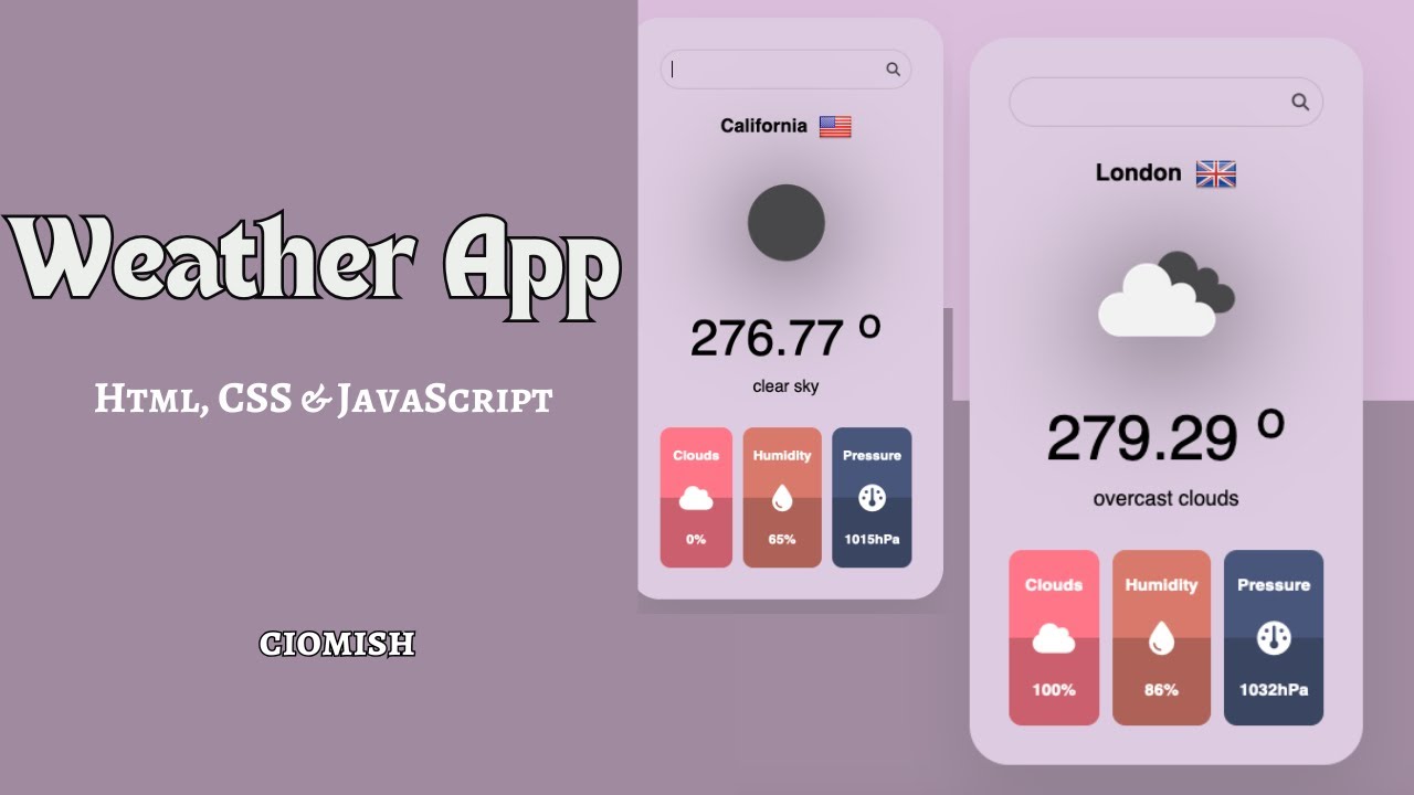 Amazing Weather App Using Api And Html Css And Javascript Youtube