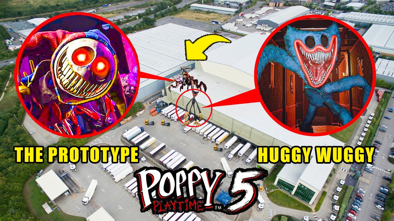 MY DRONE catches PROTOTYPE from POPPY PLAYTIME 5 AT FACTORY IN REAL ...