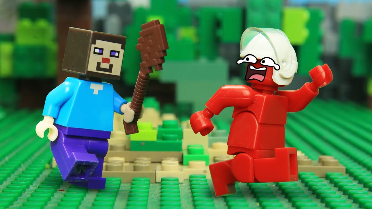 Lego in Real Life Stop Motion 5 Lego Bros on Minecraft Game - YouTube