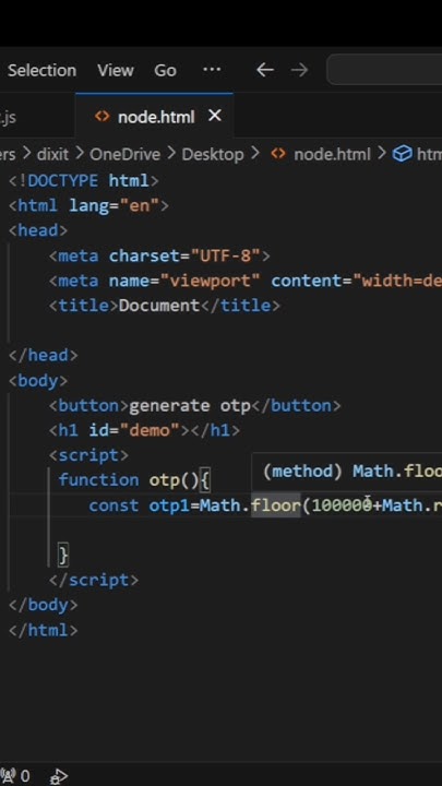 How to generate OTP #html #javascript #shorts - YouTube