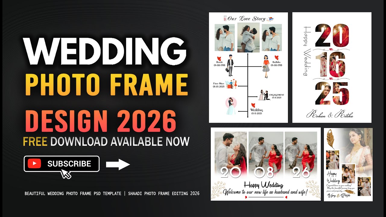 Wedding Photo Frame Design 2026 | New PSD Template Free Download - YouTube