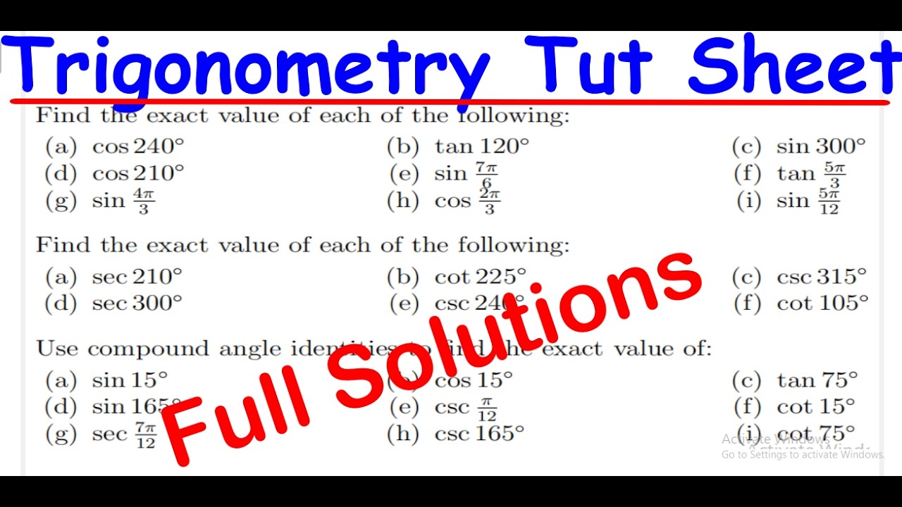 MAT 1120 TUT SHEET 5 FULL SOLUTIONS 2025 TRIGONOMETRY - YouTube