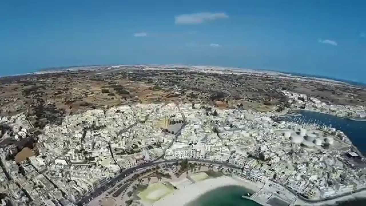 Aerial view of Birzebbugia Malta quadcopter - YouTube