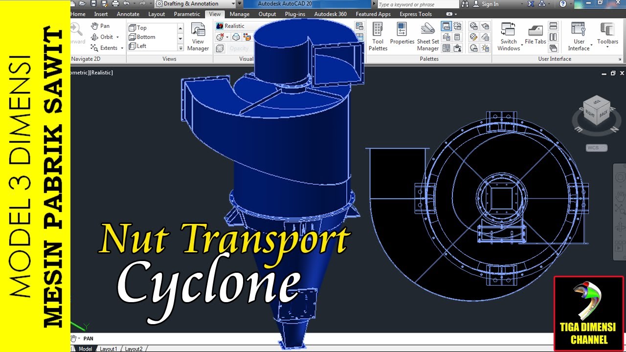 model 3d nut transport cyclone mesin pabrik sawit - YouTube