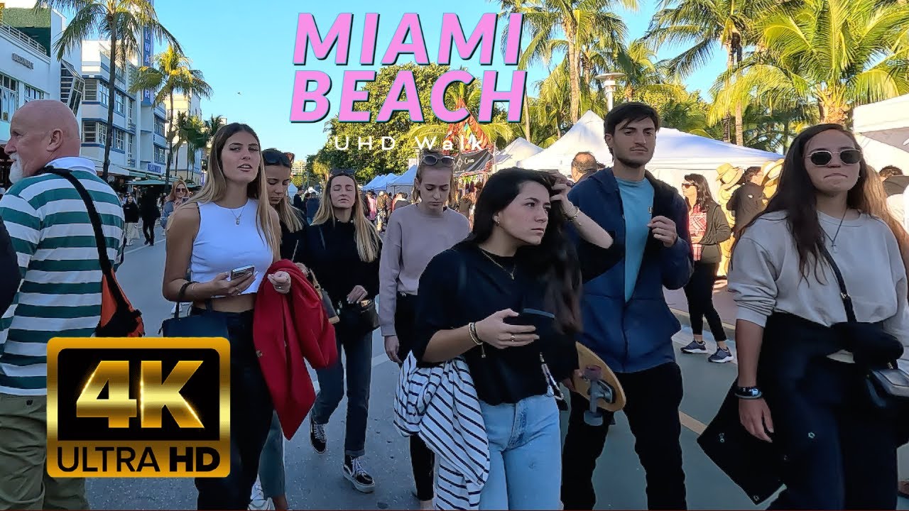 4K Miami Beach Walk. Walking Tour of Miami Beach, Florida. - YouTube
