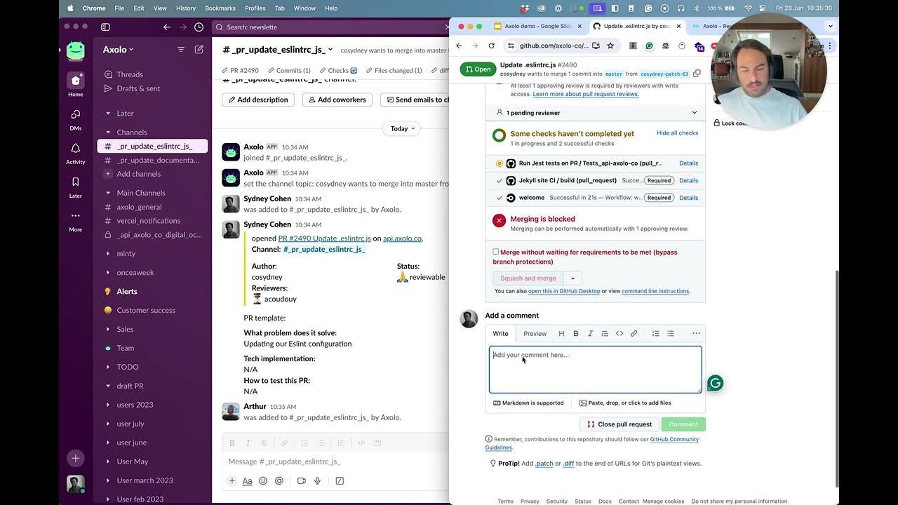 Axolo Slack GitHub integration demo - YouTube