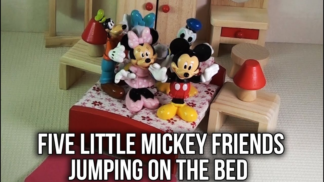 Five Little Mickey Friends Jumping on the Bed Nursery Rhyme | Mickey ...