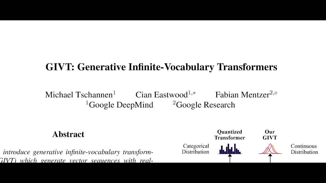GIVT: Generative Infinite-Vocabulary Transformers - YouTube