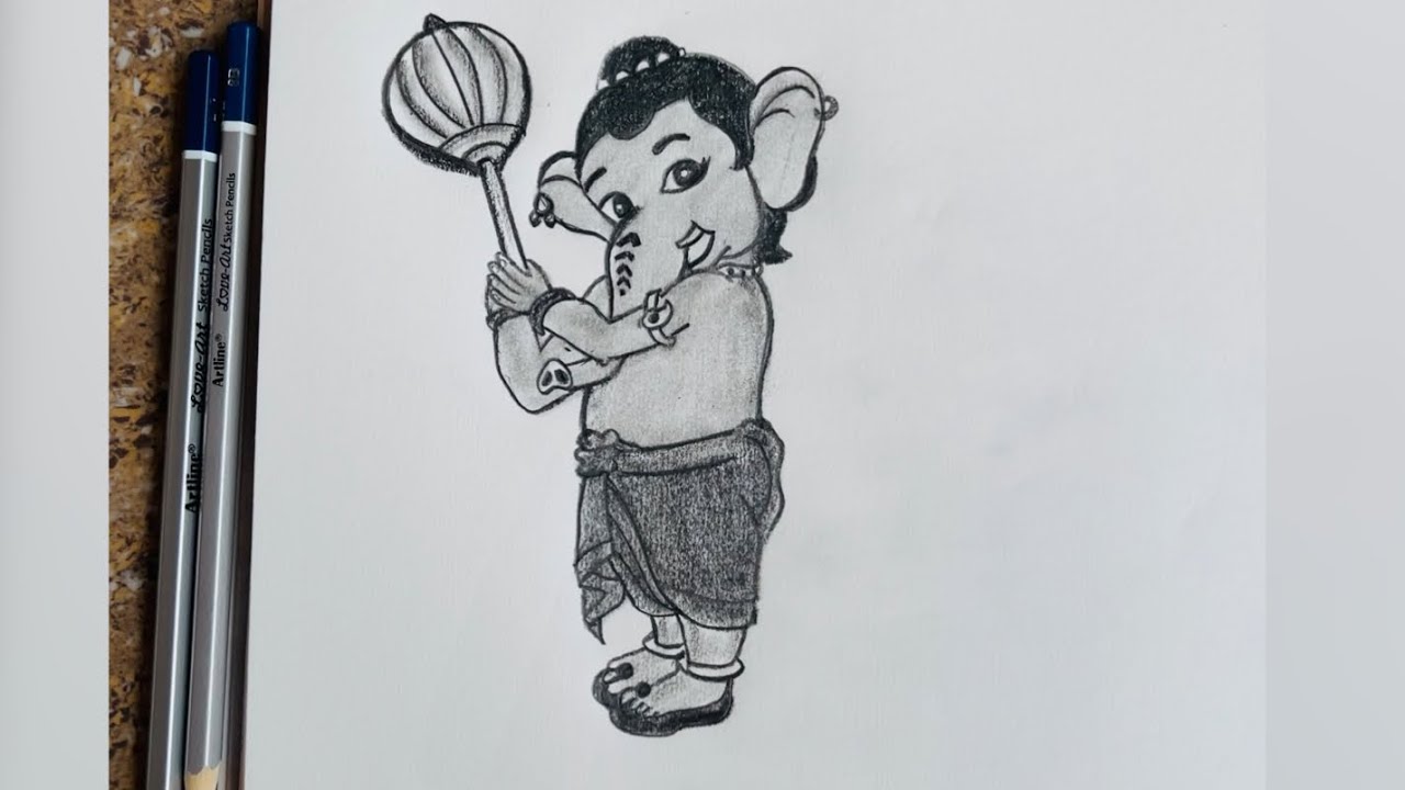 How to draw Bal Ganesha step by step || Bal Ganesha sketch || Easy Bal ...
