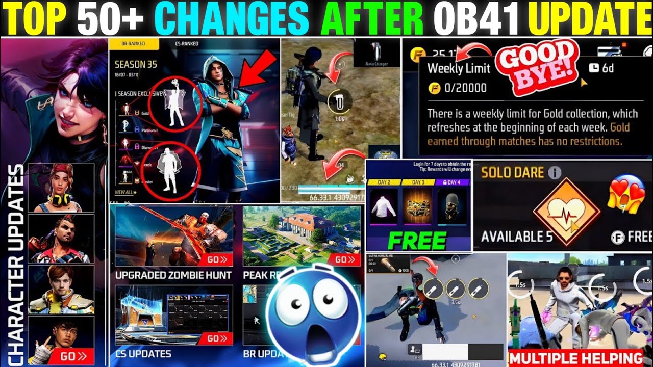 TOP 50+ BIGGEST CHANGES IN FREE FIRE🔥🤯| OB41 UPDATE FREE FIRE | FREE ...