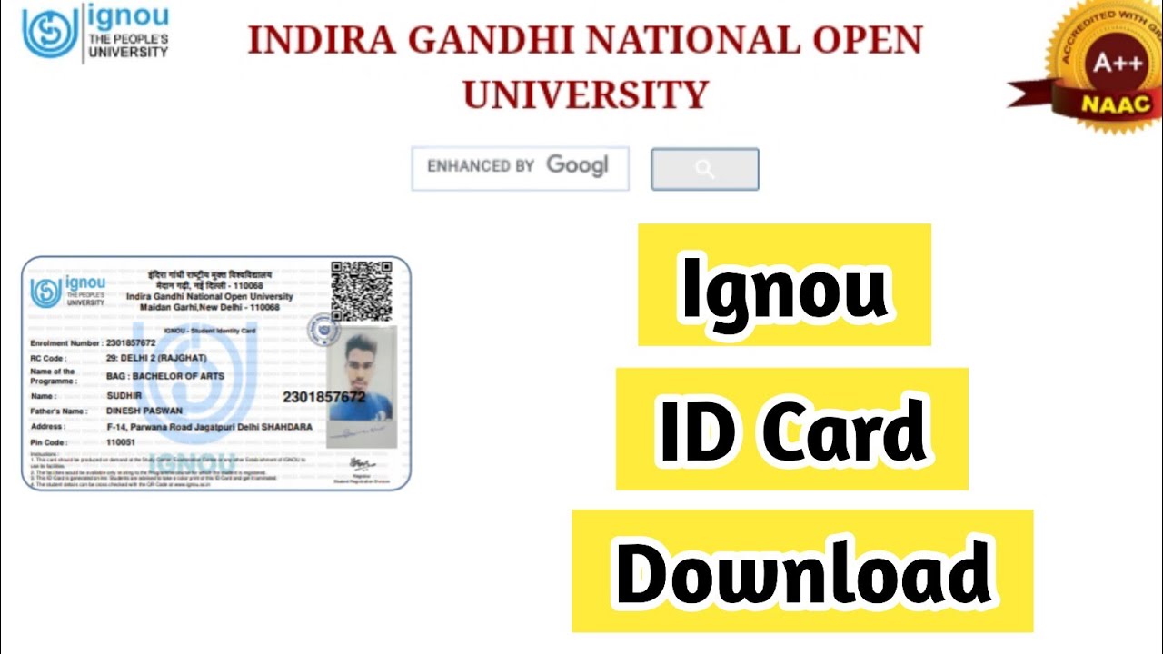 Ignou Id Card Download Full Process | Mister Ignou #ignou #login # ...