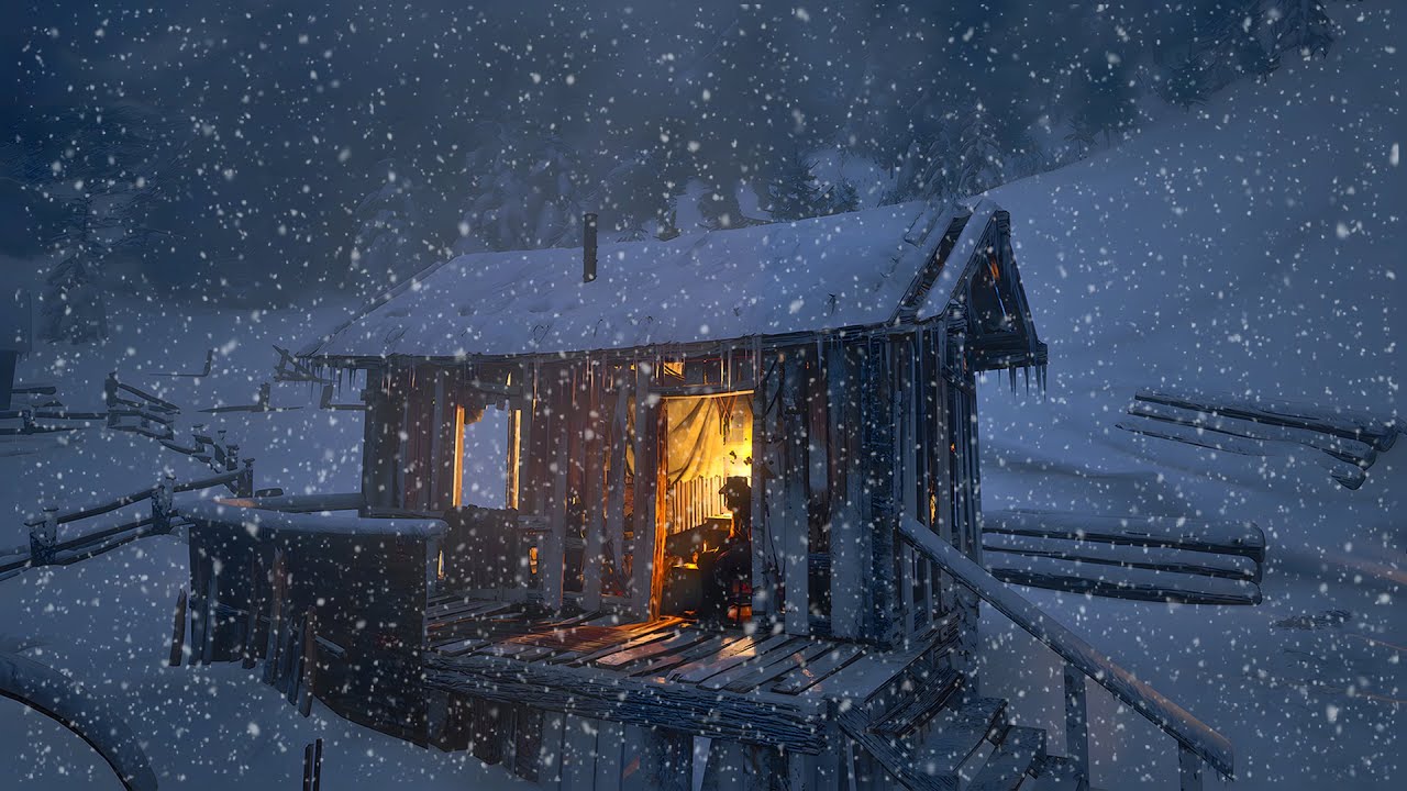 Avoiding The Snowstorm In A Small Cabin On The Mountain | RDR2 Winter ...