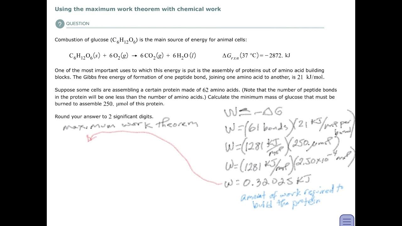 Aleks Using the maximum work theorem with chemical work - YouTube