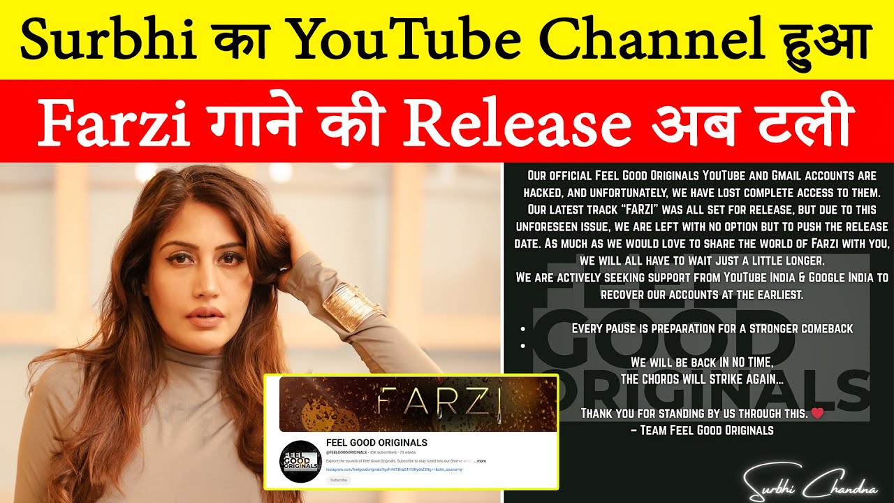 Actress Surbhi Chandna's YouTube channel got, release of song 'Farzi ...