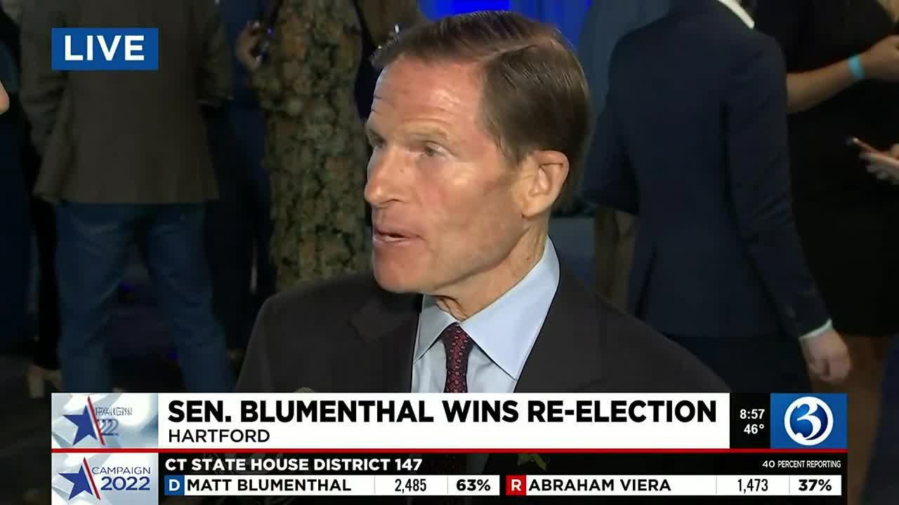 VIDEO: Sen. Blumenthal speaks to Channel 3 after winning re-election - YouTube