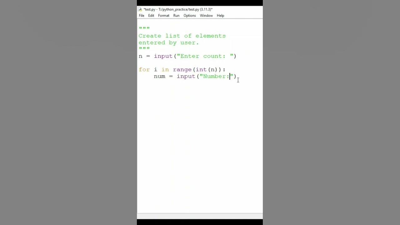 How To Create List Elements Entered By User Shorts Python Coding Pythontricks