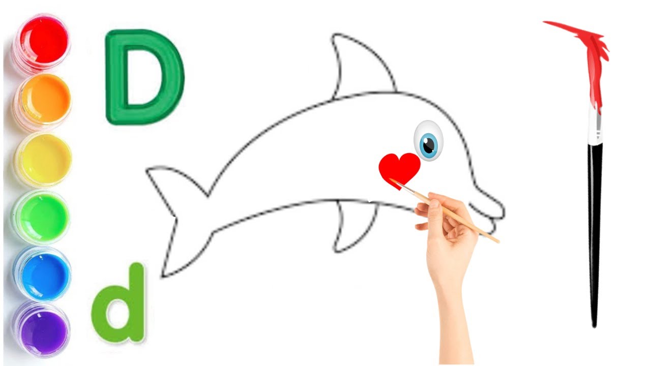 abcd | alphabet | abc song | dolphin drawing, painting and colouring ...