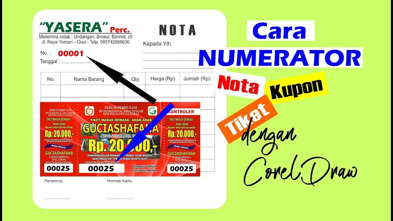 Cara membuat numerator nota tiket kupon otomatis menggunakan coreldraw ...