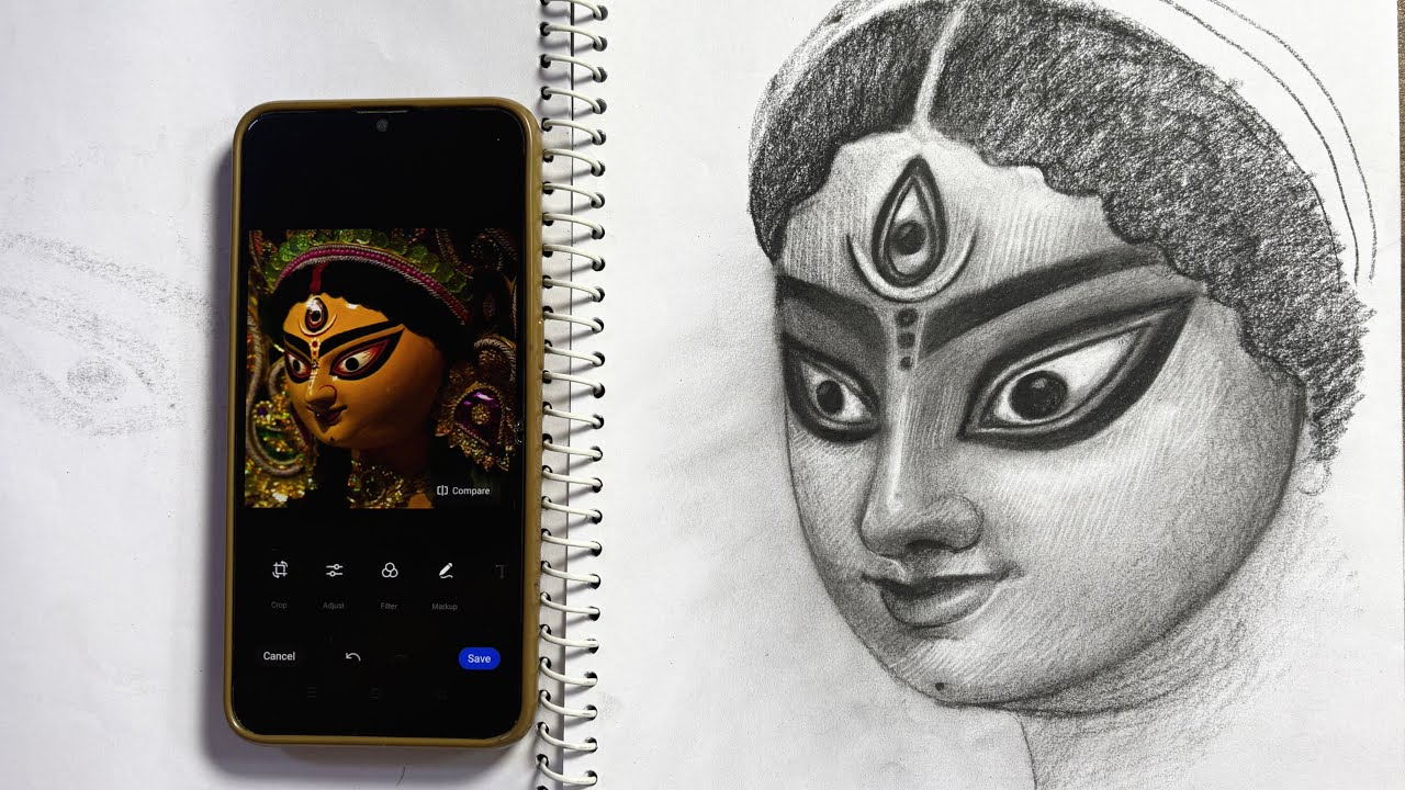 Easy Maa Durga Portrait using Charcoals 🎨 🙏 - YouTube