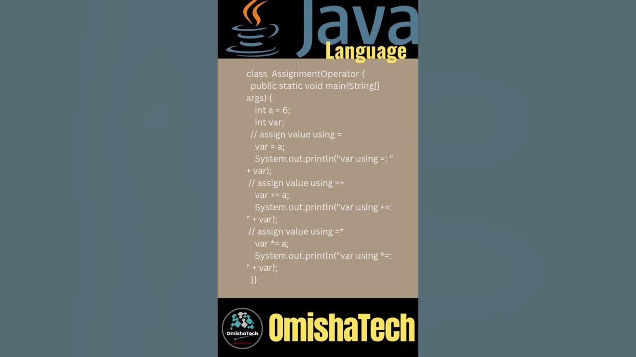 Assignment Operator Program In Java Java Programming Shorts Coding Java Ytshorts Javacode
