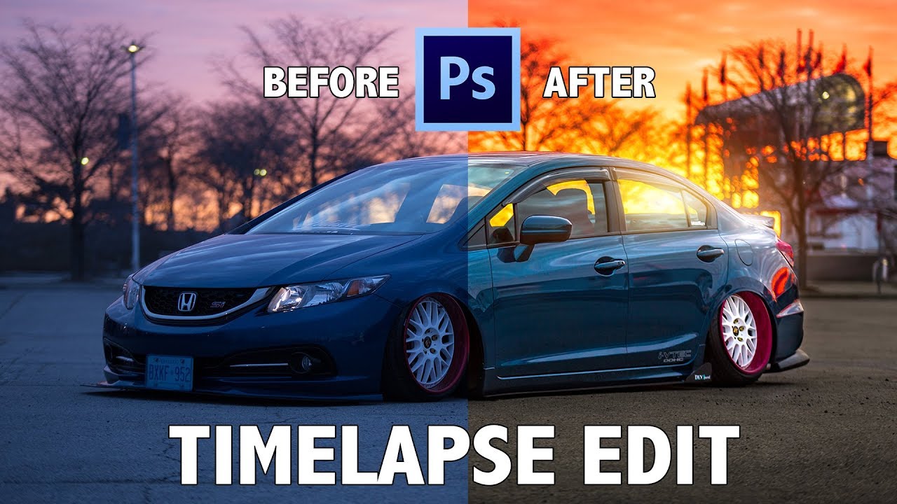 BAGGED HONDA CIVIC FB6 - PHOTOSHOP TIMELAPSE - YouTube